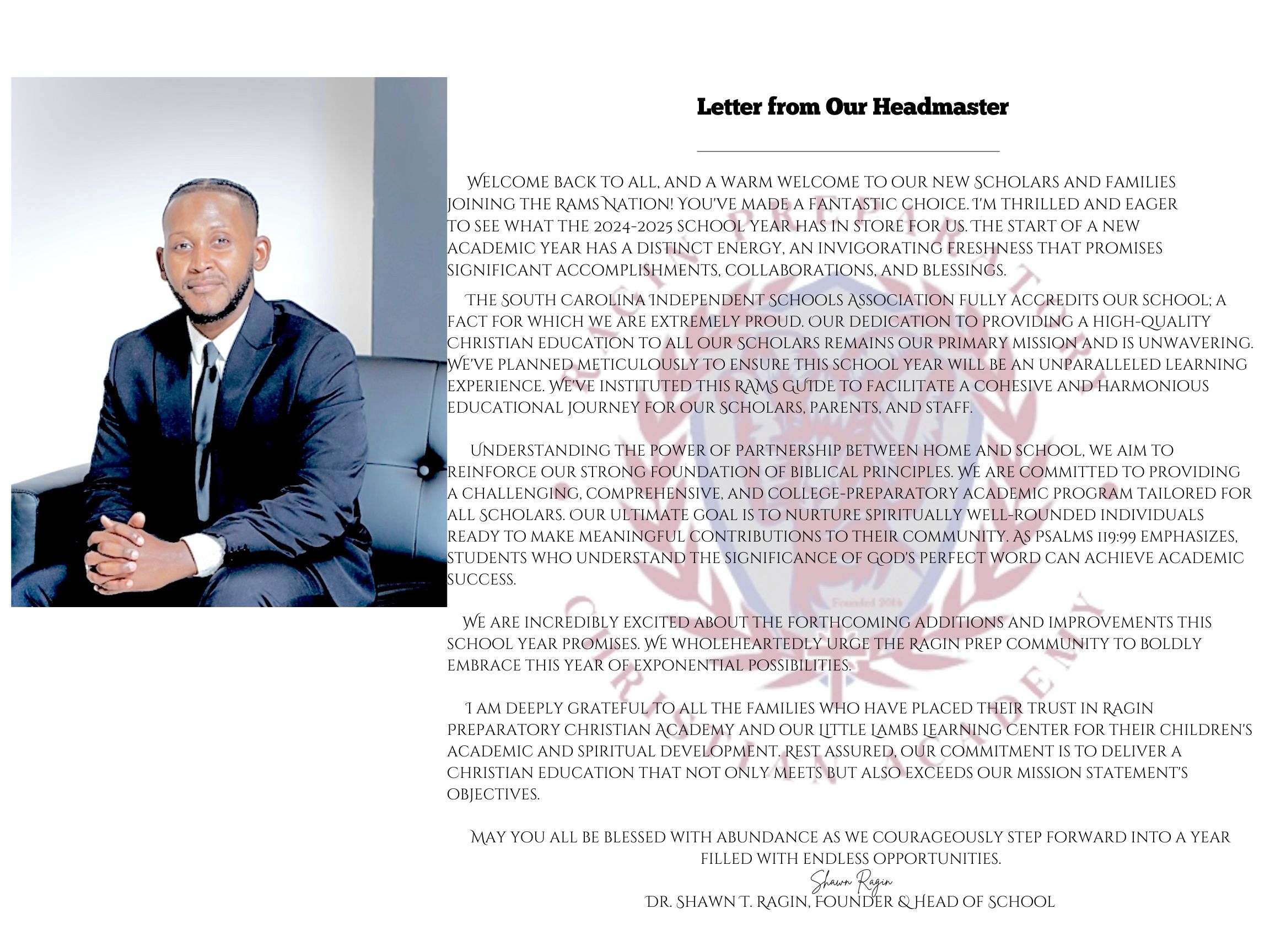 RPCA Leadership - Ragin Preparatory Christian Academy